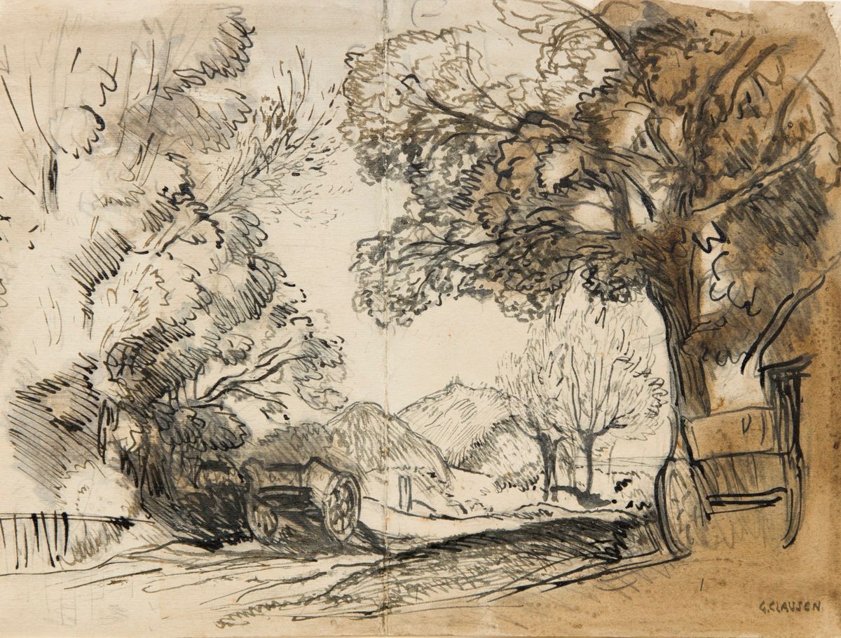 Landscape with trees, haystacks and carts | Works of Art | RA ...
