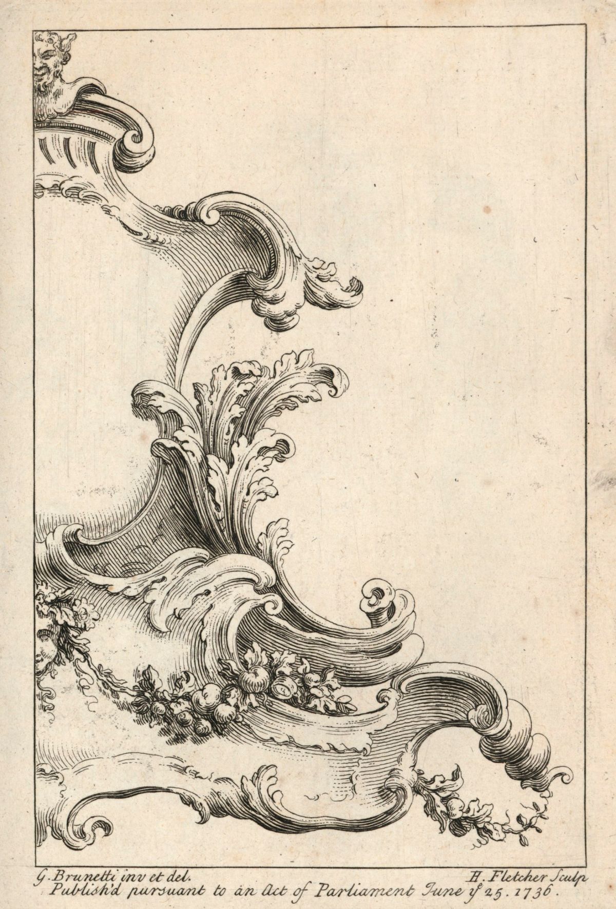 Scrolled cartouche with a garland of fruit and flowers | Works of Art ...